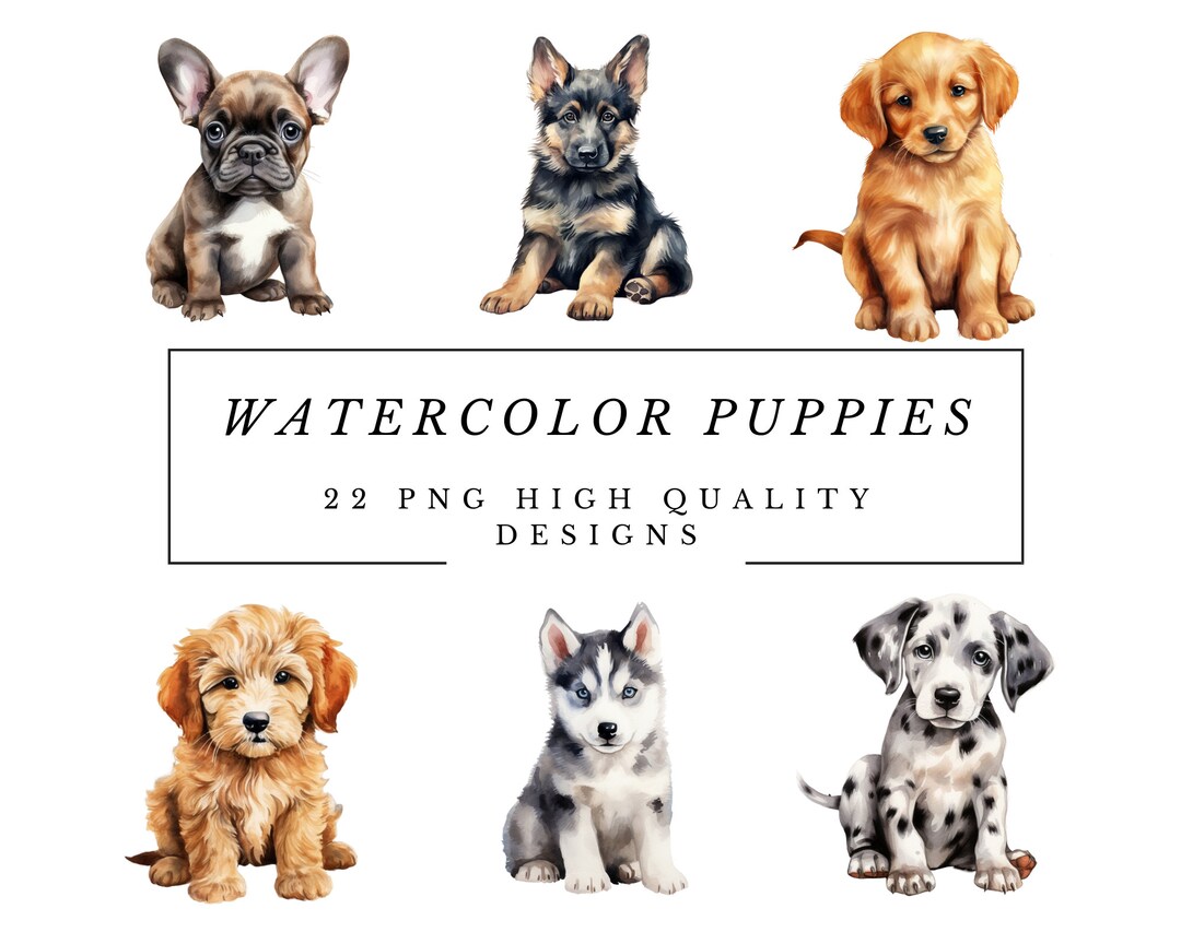 Watercolor Puppies Bundle Watercolor Baby Animals Bundle With ...