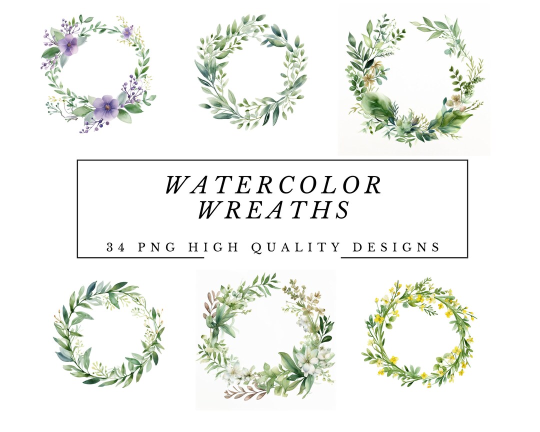 Watercolor Wreaths PNG Greenery Foliage PNG Clipart With Transparent ...