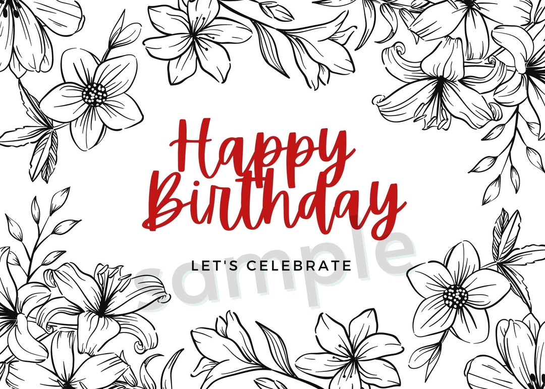 Fill in Color Birthday Card Printable - Etsy