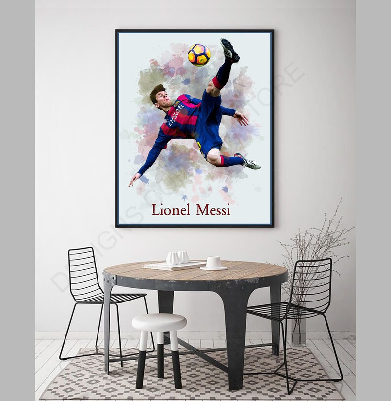 A Football Legende Lionel Messi Water Color Style Poster 3, legend in ...