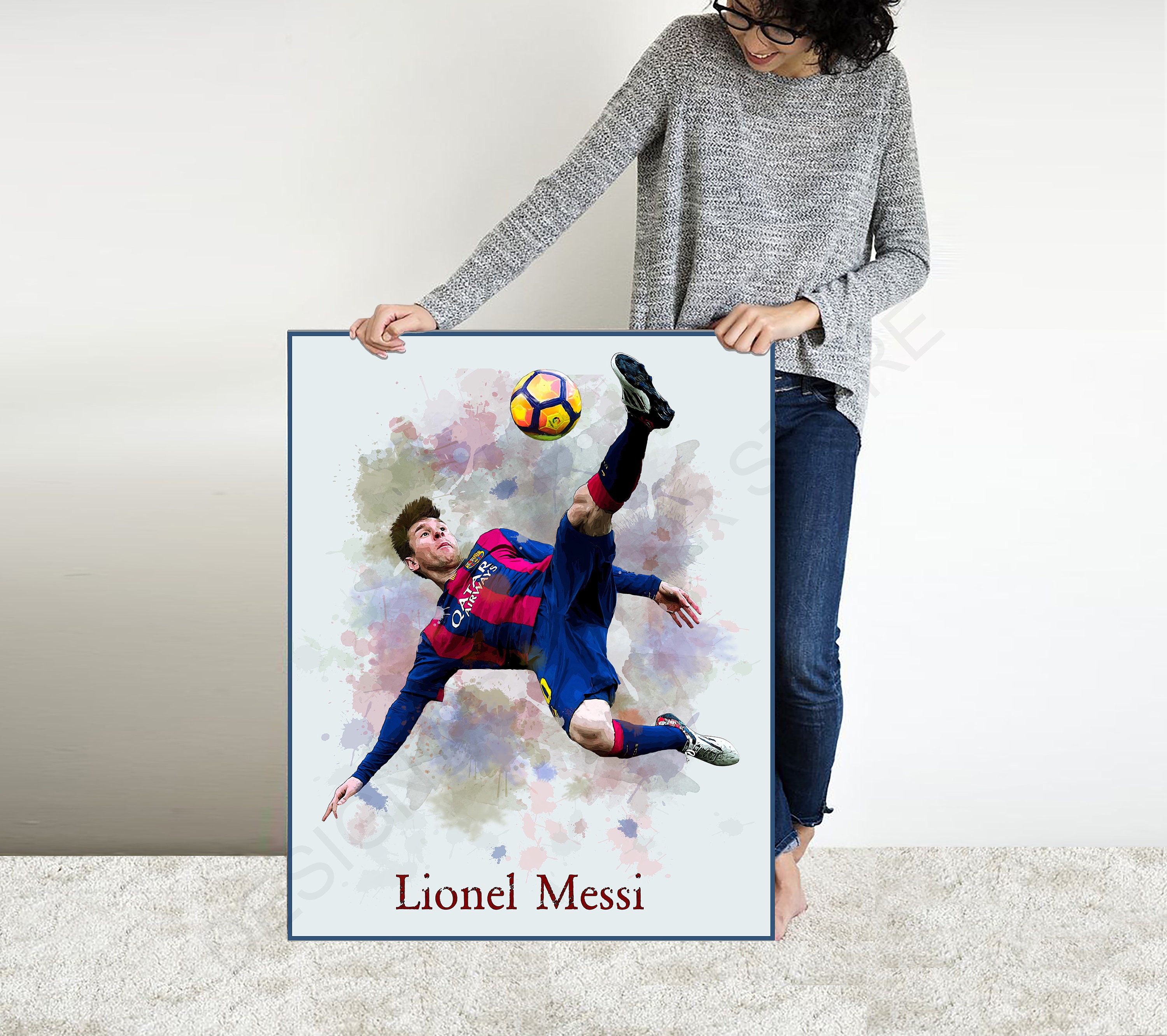 A Football Legende Lionel Messi Water Color Style Poster 3, "legend in ...