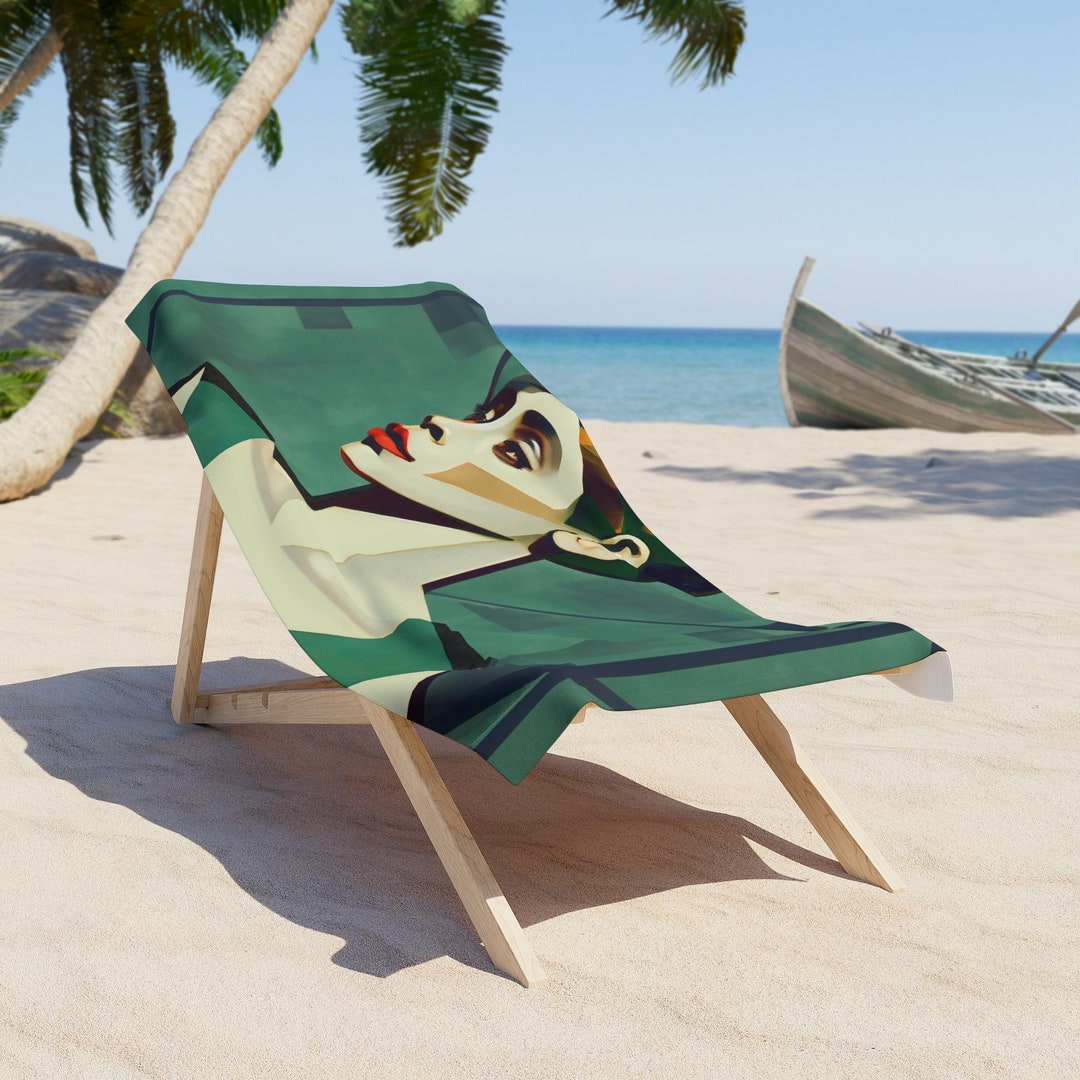 1920's Angular Woman in Green Dress Towel Home Towel - Etsy