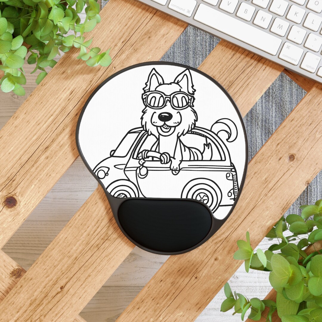 Cool Dog Driving Mouse Pad With Wrist Rest Desk Pads Desk - Etsy