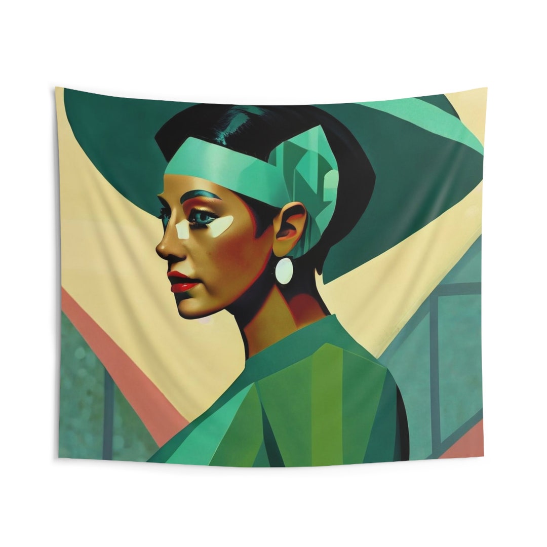 1920's Angular Woman in Green Dress Cubist Dark Cinematic - Etsy