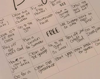 2025 Bingo Card Etsy