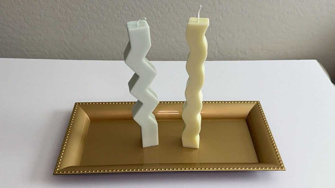 Geometric Pillar Candle - Wave and Zigzag Candlesticks - Etsy