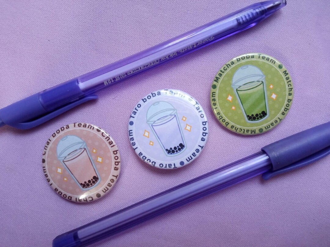 Boba Drinks Buttons Boba Pins Buttons 37mm - Etsy