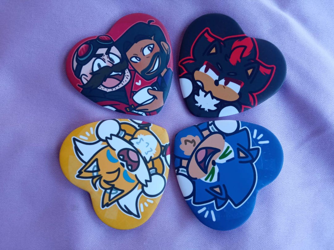 Pre Order || Sonic the Hedgehog 2in Heart Pins || Sonic Pins || Heart ...