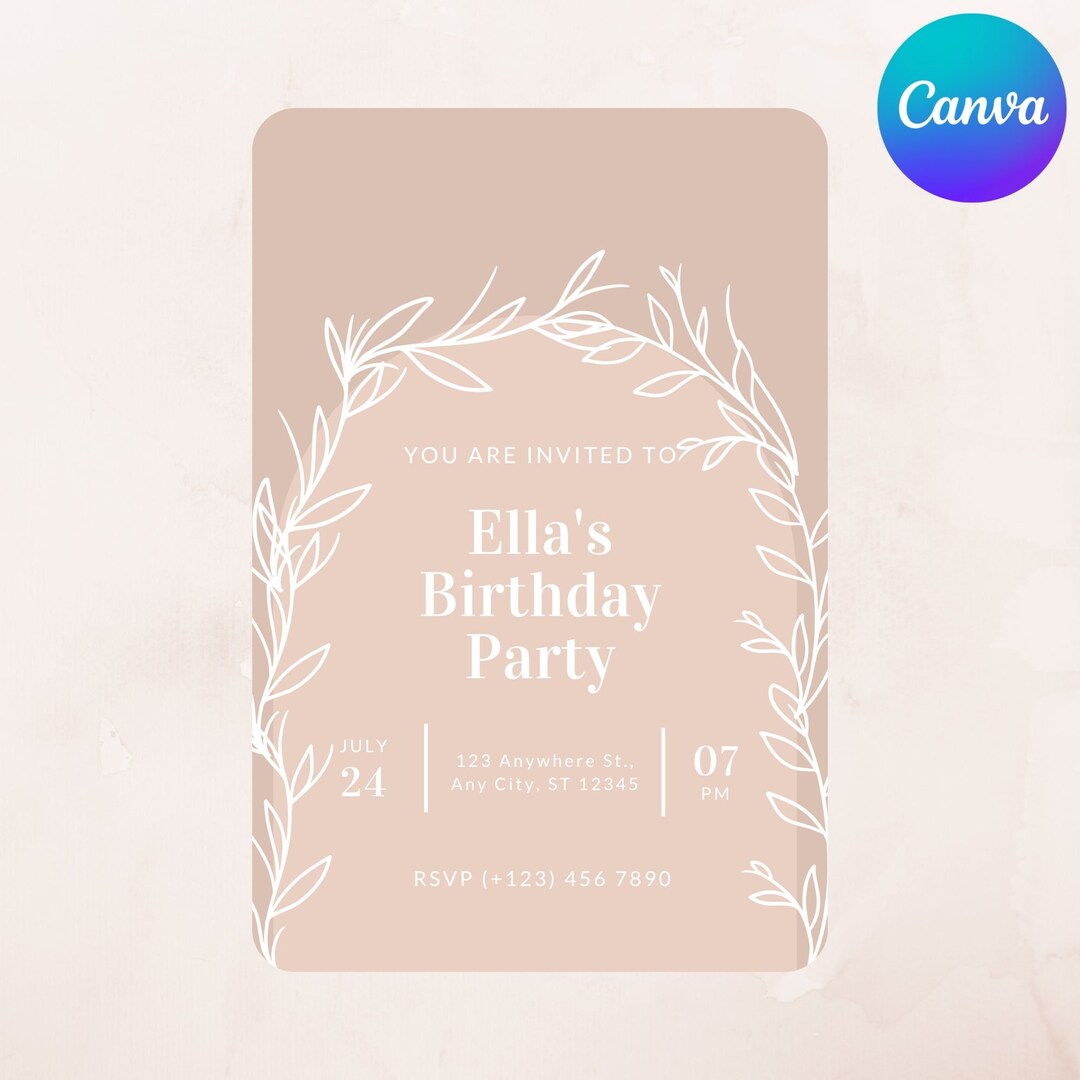 Pastel & Boho Birthday Party Invitation Printable Editable Kids Party ...