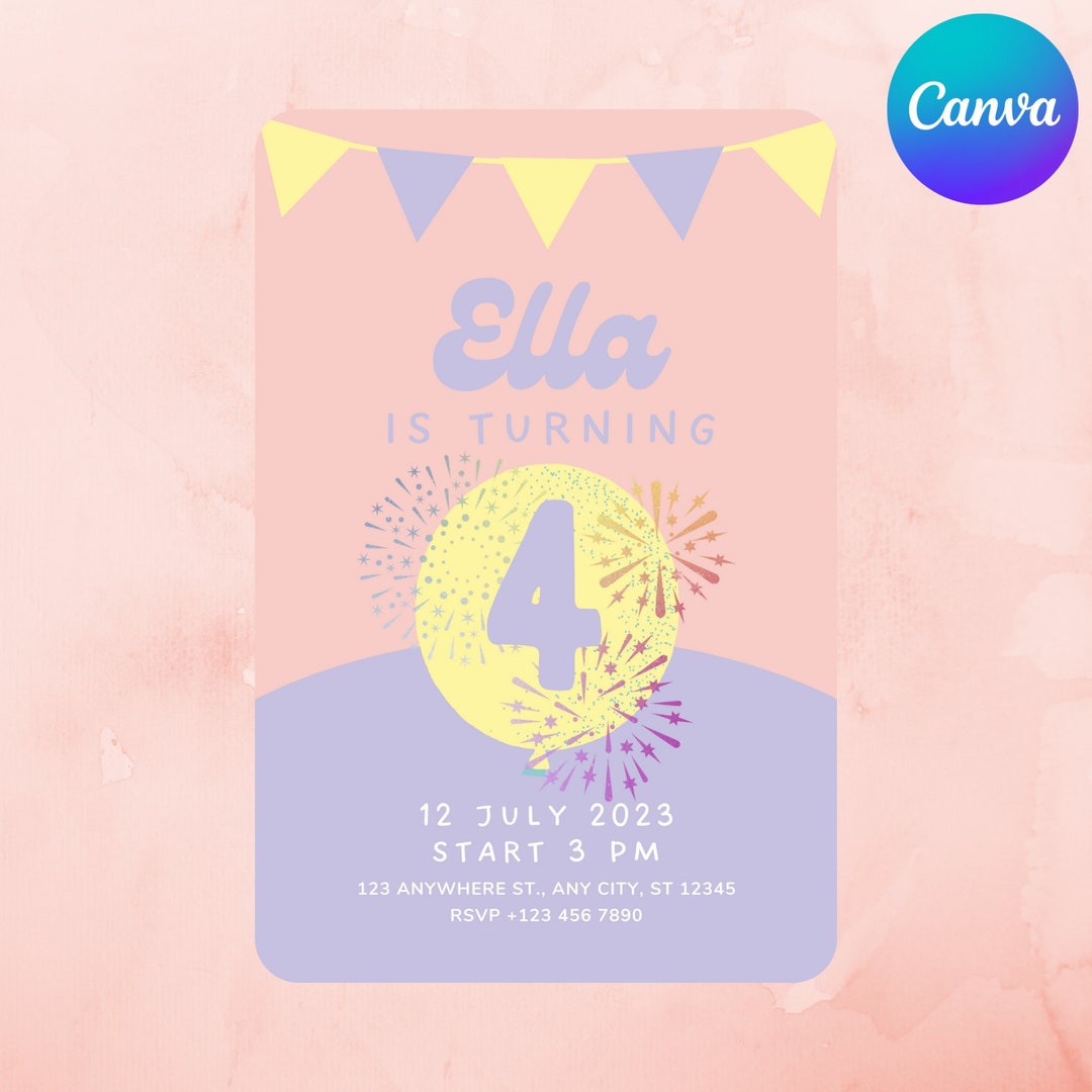 Girls Birthday Party Invitation Printable Editable Kids Party Invite ...