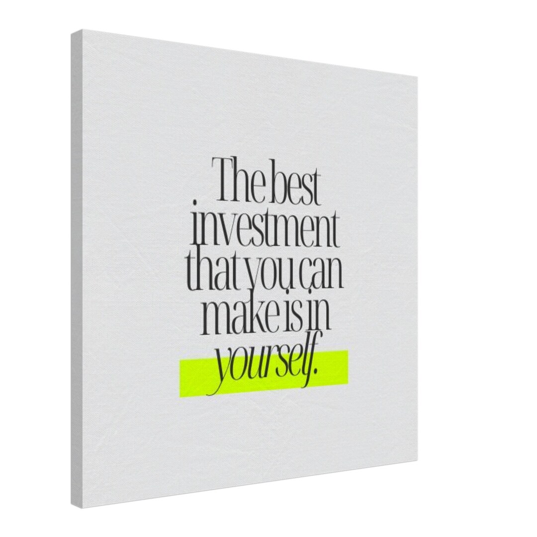 Neon Highlighted Motivational Canvas Poster - Invest in Yourself Quote ...