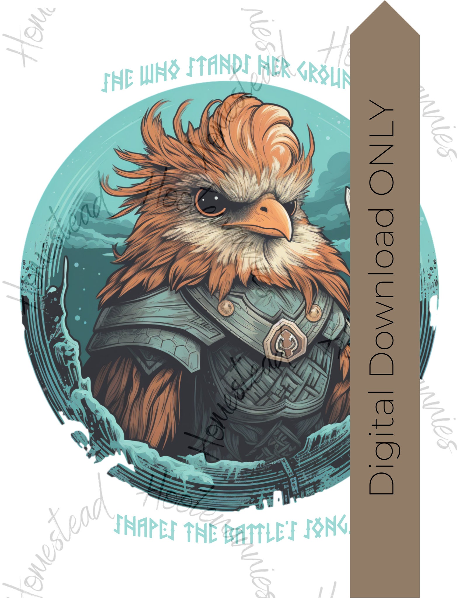 Viking Chicken Shield Maiden, Shapes the Battle's Song, Digital ...