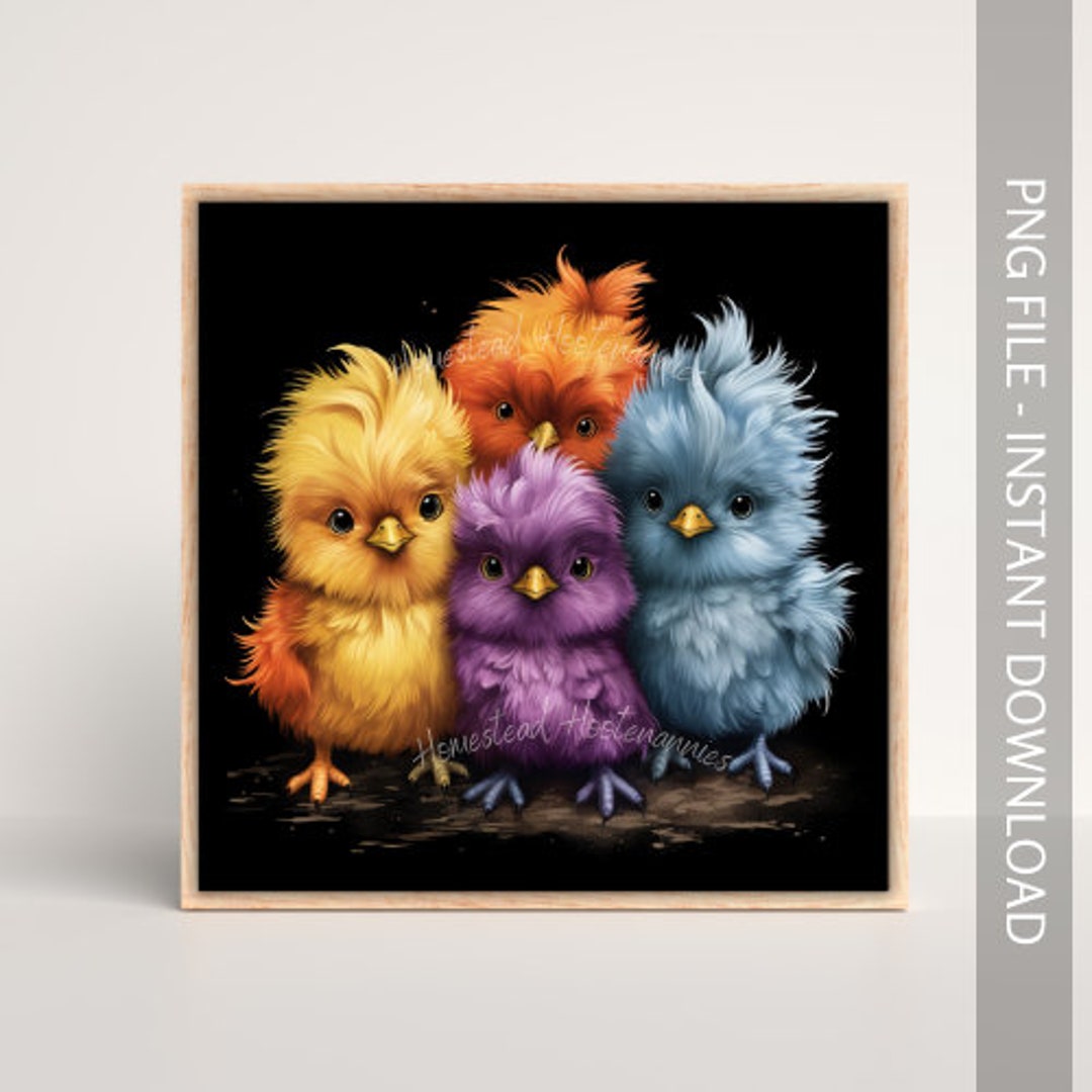 Colorful Silkie Chick Digital Download Chicken PNG Colorful - Etsy