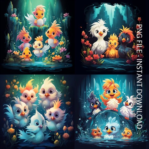 Mermaid Chicken Wall Art Digital Download, Chicken PNG, Funny Chicken ...