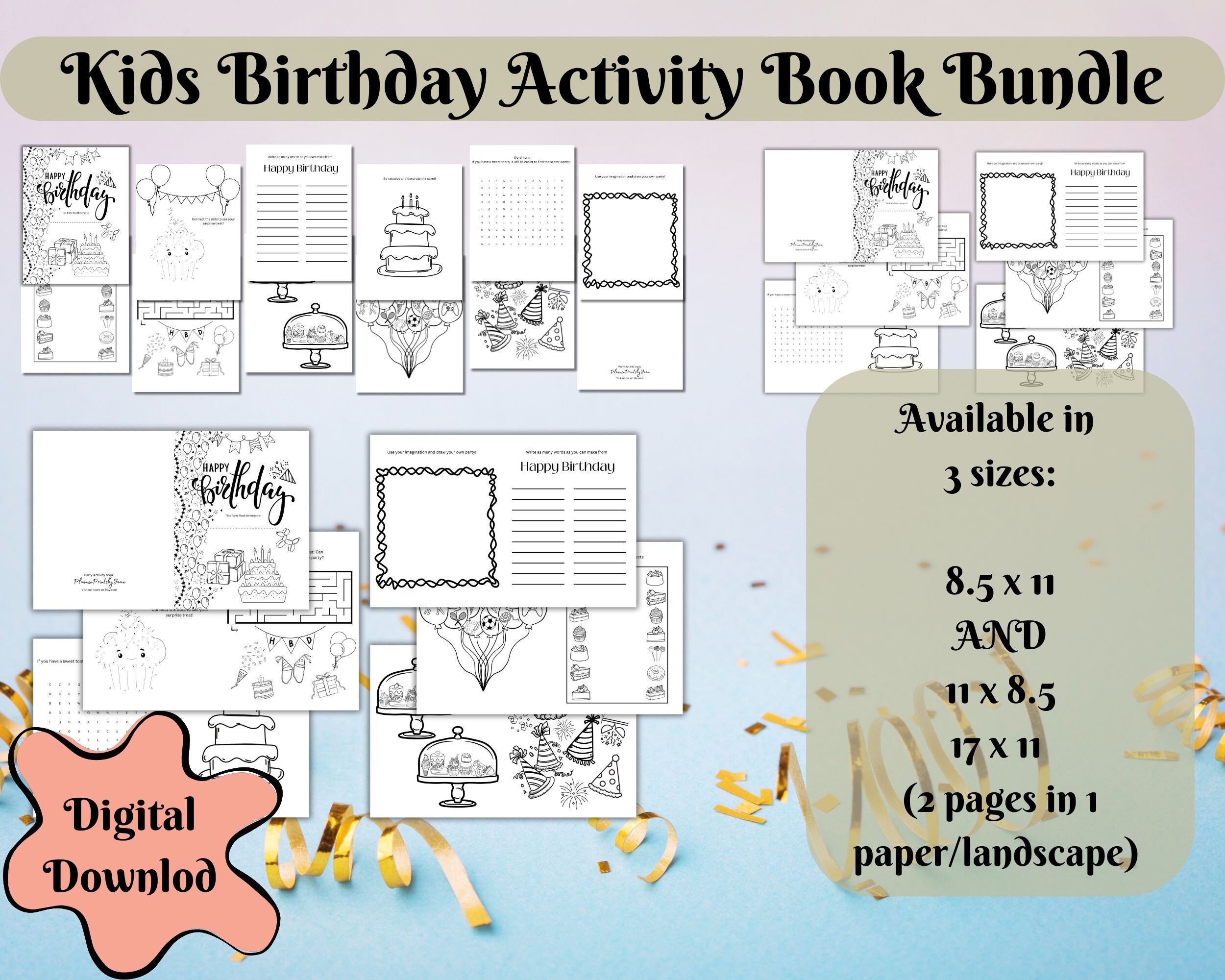 Happy Birthday Activity Book Printable Activities PDF Childrens ...