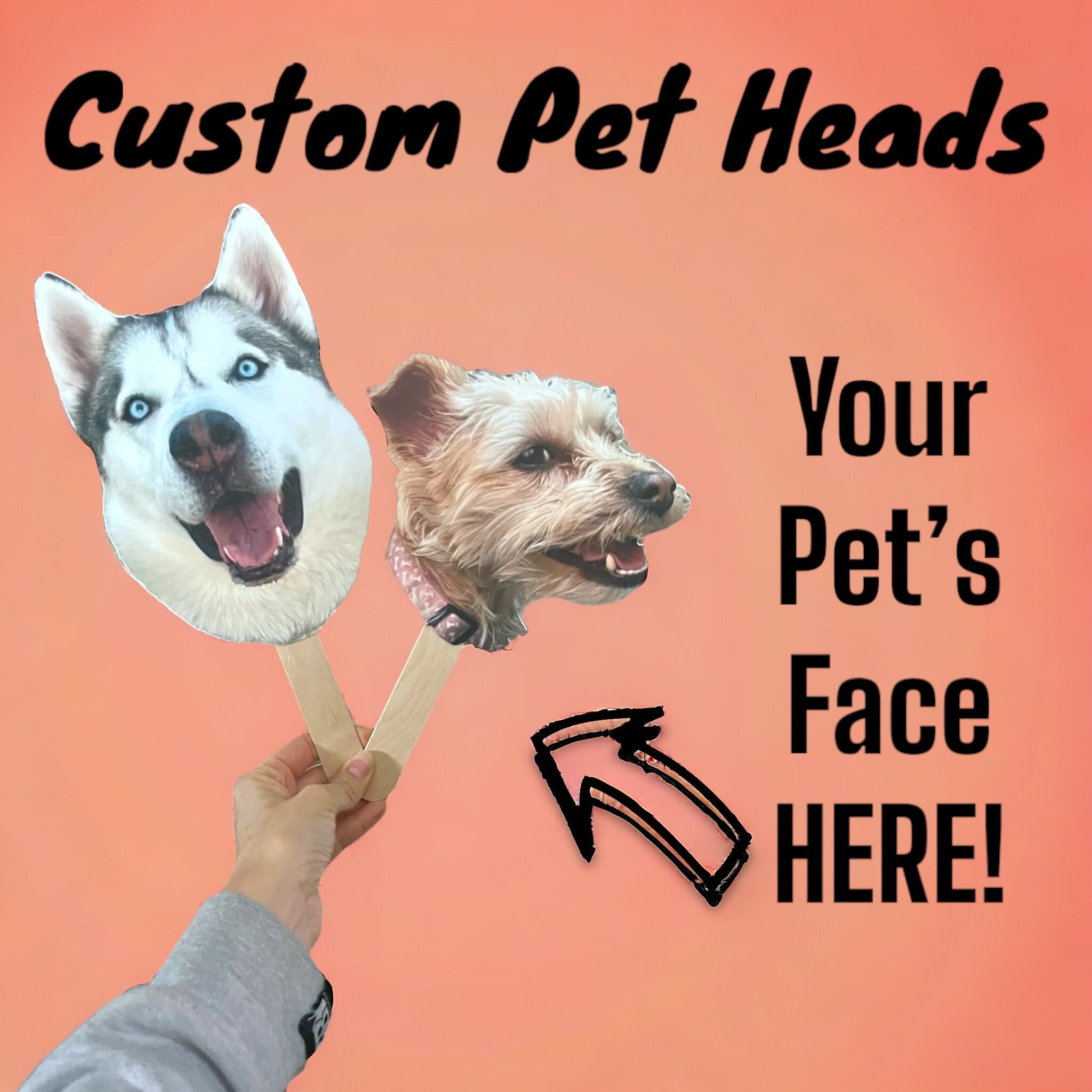 Custom Pet Heads on a Stick, Pet Head Fans, Pet Face Cutouts for ...