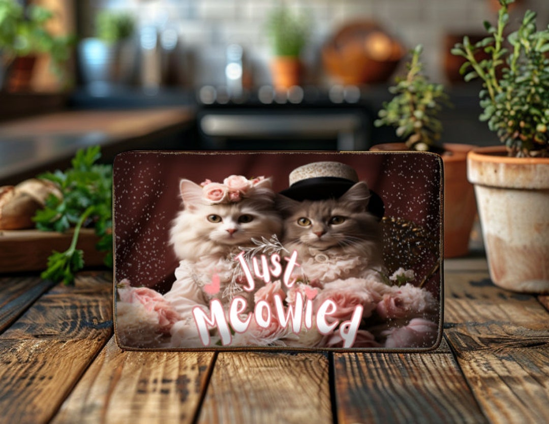 Cute Just Meowied Marriage Cats Sublimation Design License Plate ...