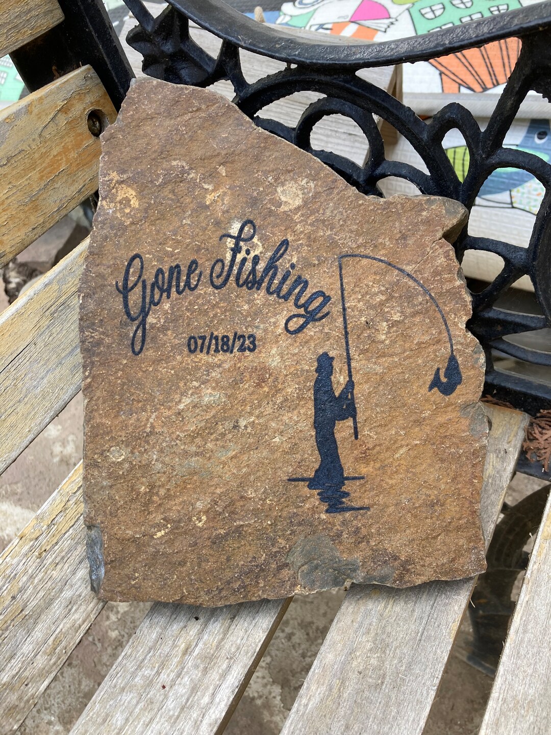 PERSONALIZED MEMORIAL ROCK -large Size. Real Stone Real Photo Custom ...
