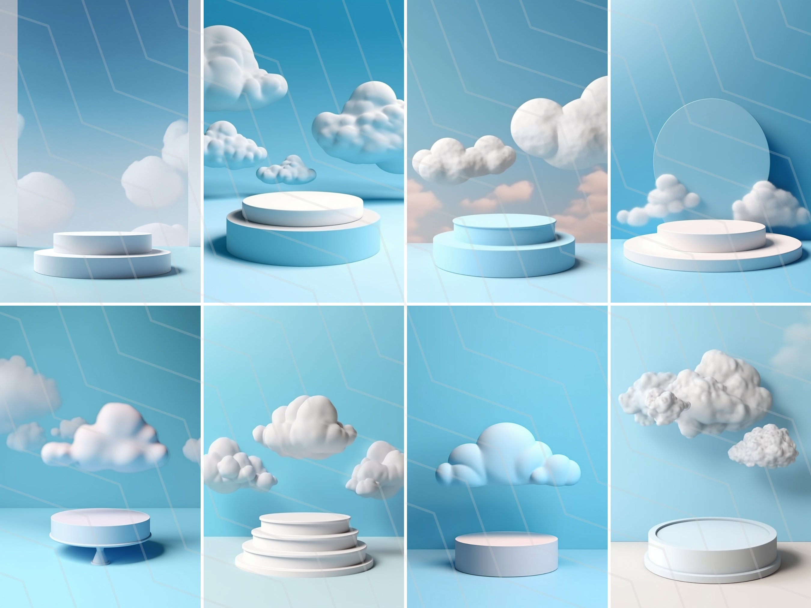 Stylized Podium Mock Ups Podiums in the Clouds Stock Photo - Etsy