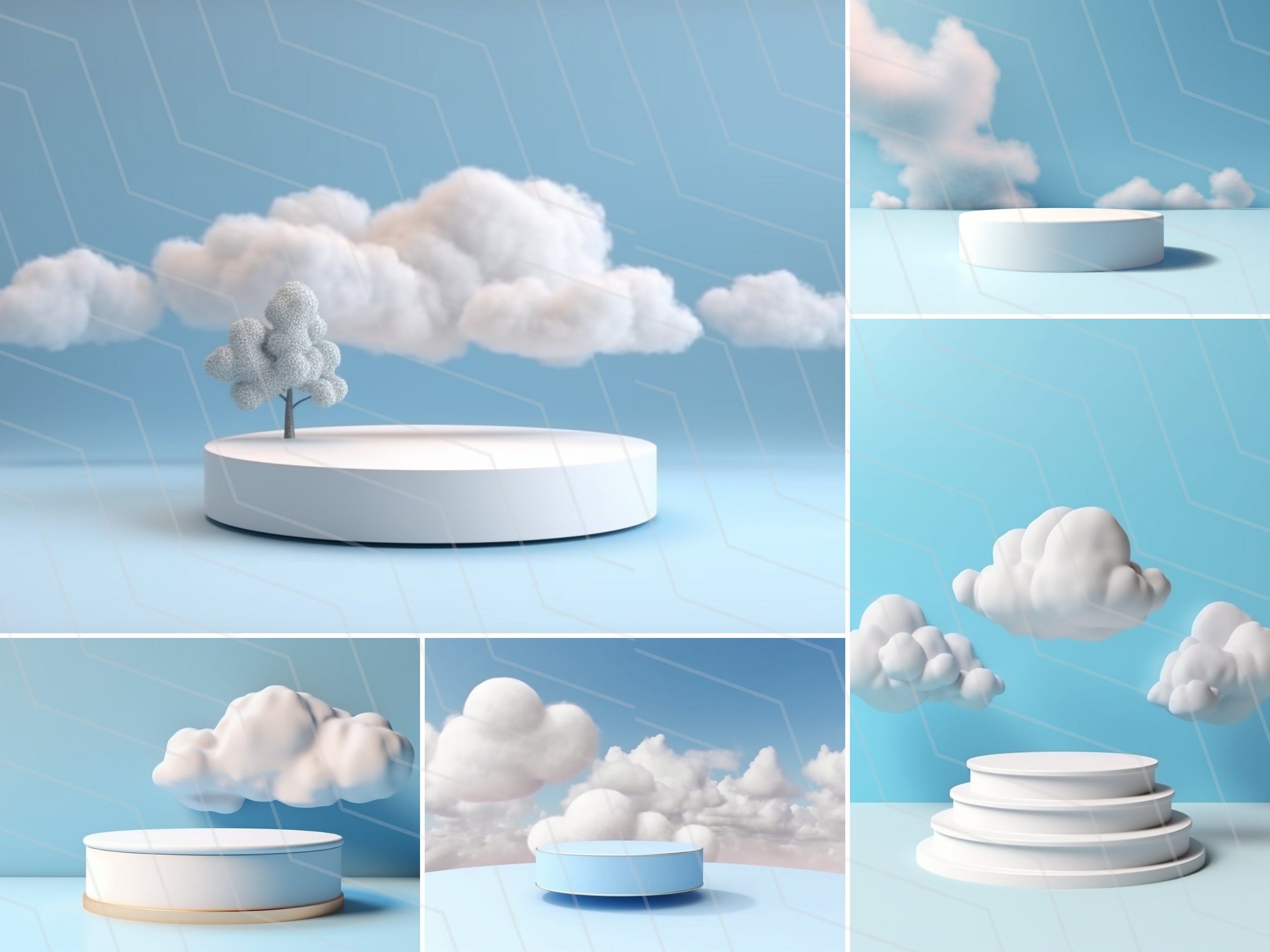 Stylized Podium Mock Ups, Podiums in the Clouds Stock Photo Bundle, 30 ...