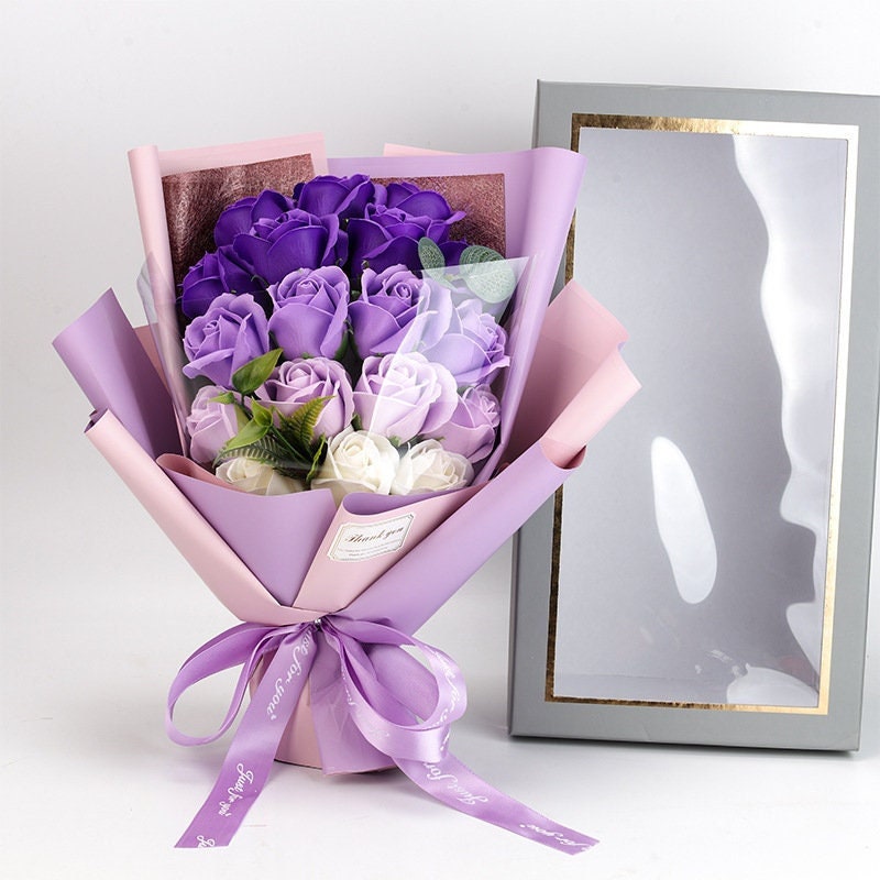 Purple Ombre Soap Rose Bouquet Flower Bouquet Bride Bouquet - Etsy