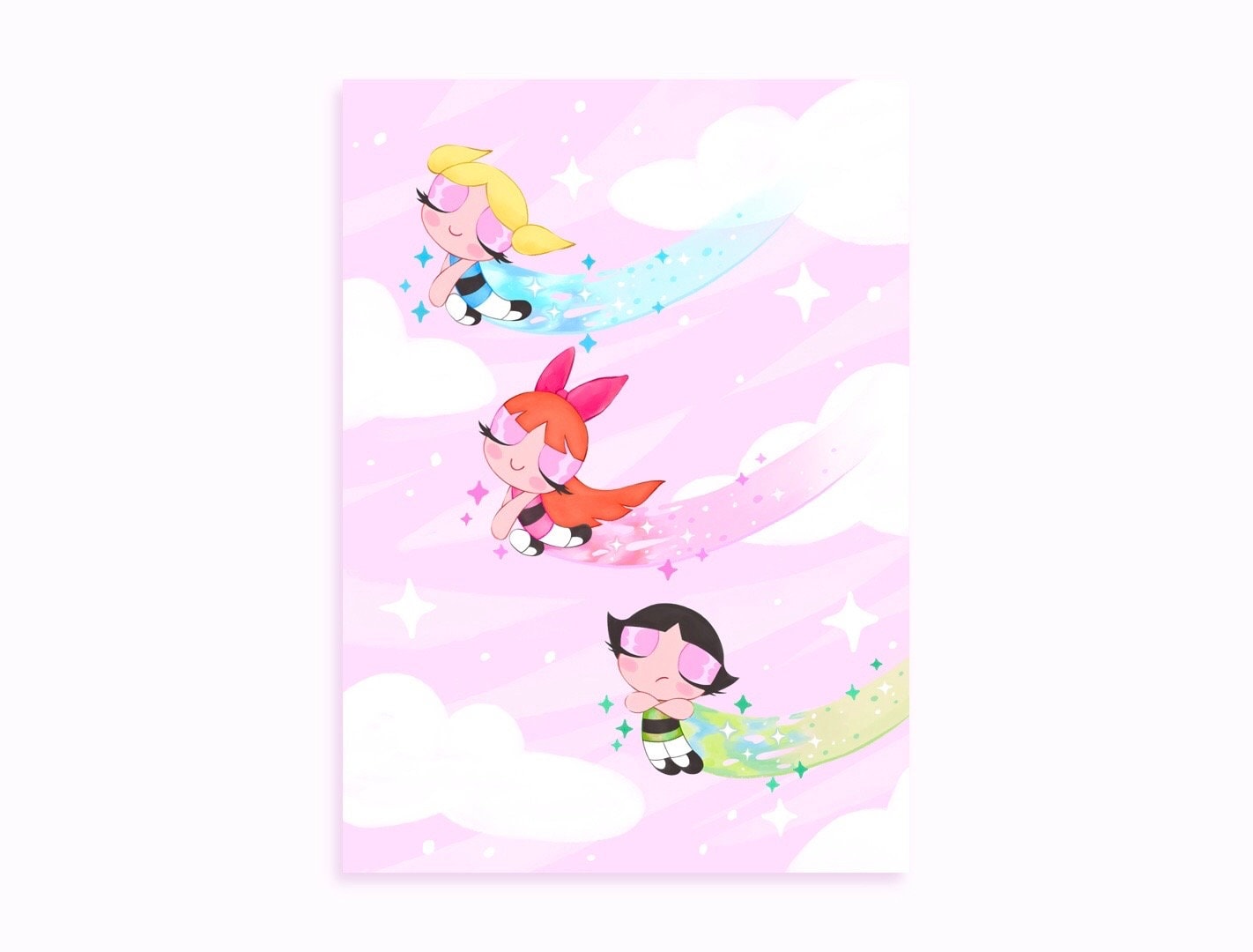 Ppg Art Print Watercolor Illustration Cute Girls Superhero Art Print ...