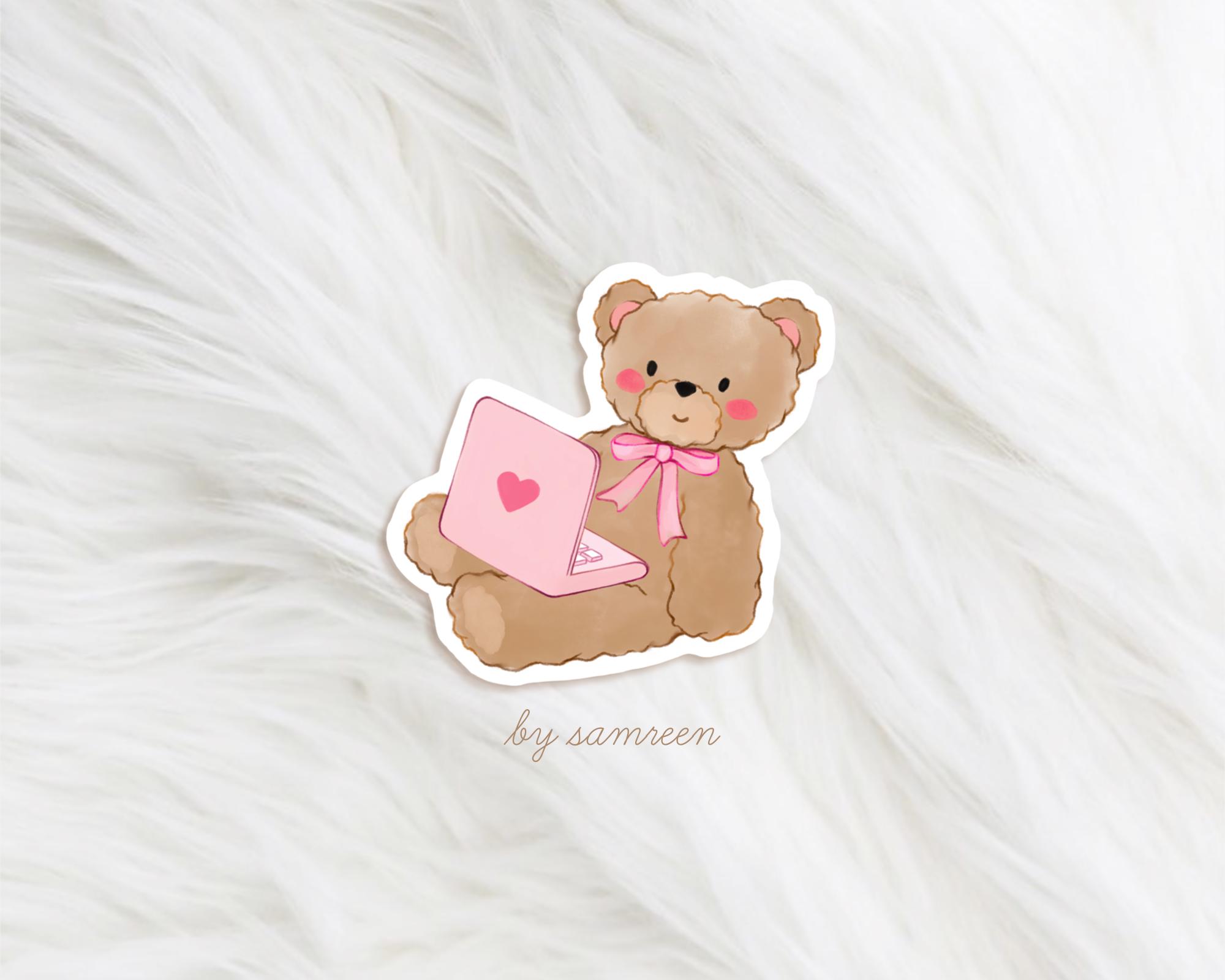 Coquette Teddy Vinyl Sticker - Teddy Bear Die Cut Sticker - Do Not ...