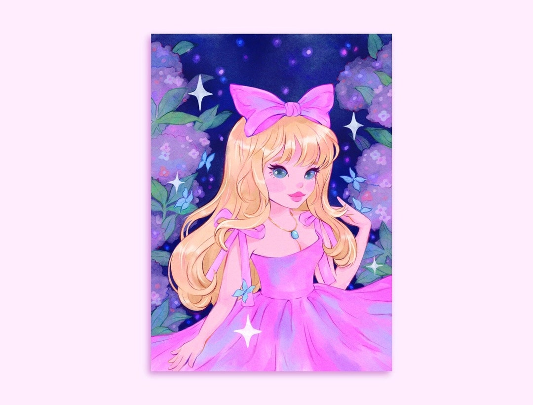 Coquette Barbie Art Print Watercolor Illustration Cottagecore Barbie ...