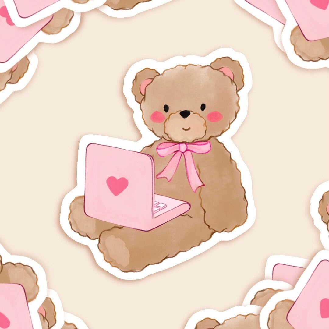 Coquette Teddy Vinyl Sticker Teddy Bear Die Cut Sticker Do Not Disturb ...
