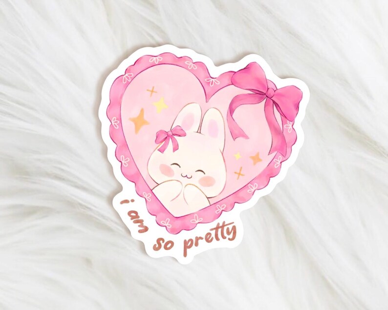 Pretty Bunny Vinyl Sticker - Coquette Die Cut Sticker - Pink Coquette ...