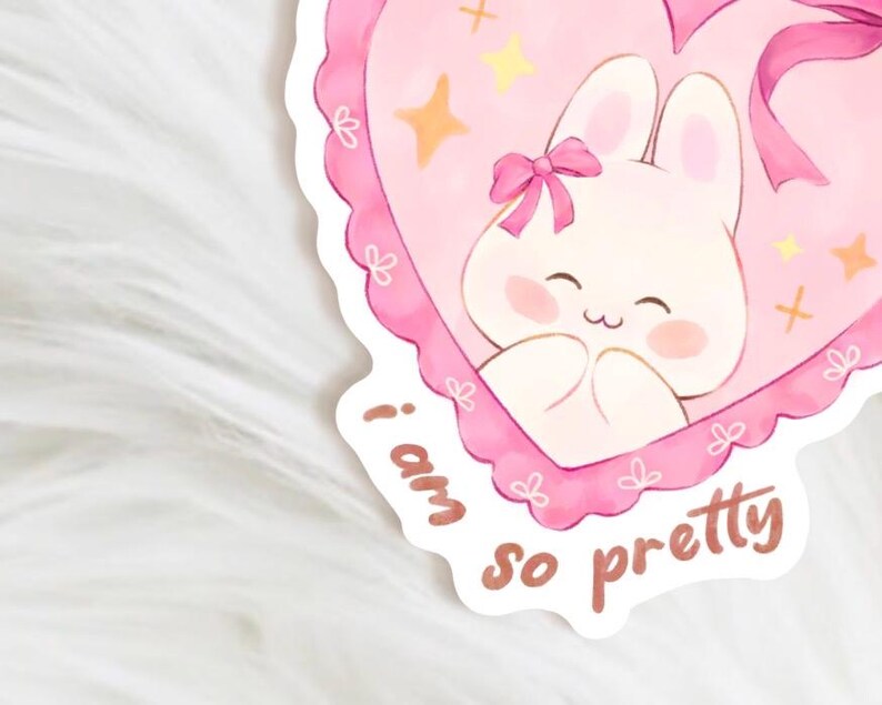Pretty Bunny Vinyl Sticker - Coquette Die Cut Sticker - Pink Coquette ...