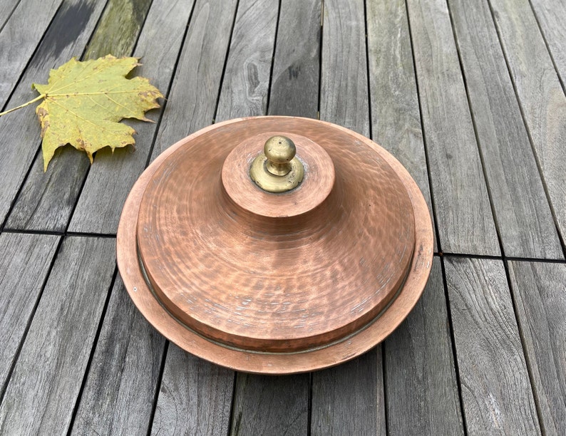 Antique Turkish Copper Bowl With Lid, Hammered Copper Pot, Handmade ...