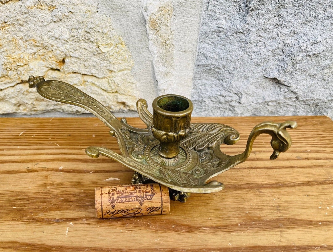 Vintage Art Deco Brass Candle Holder Mythical Immortal Phoenix Bird ...