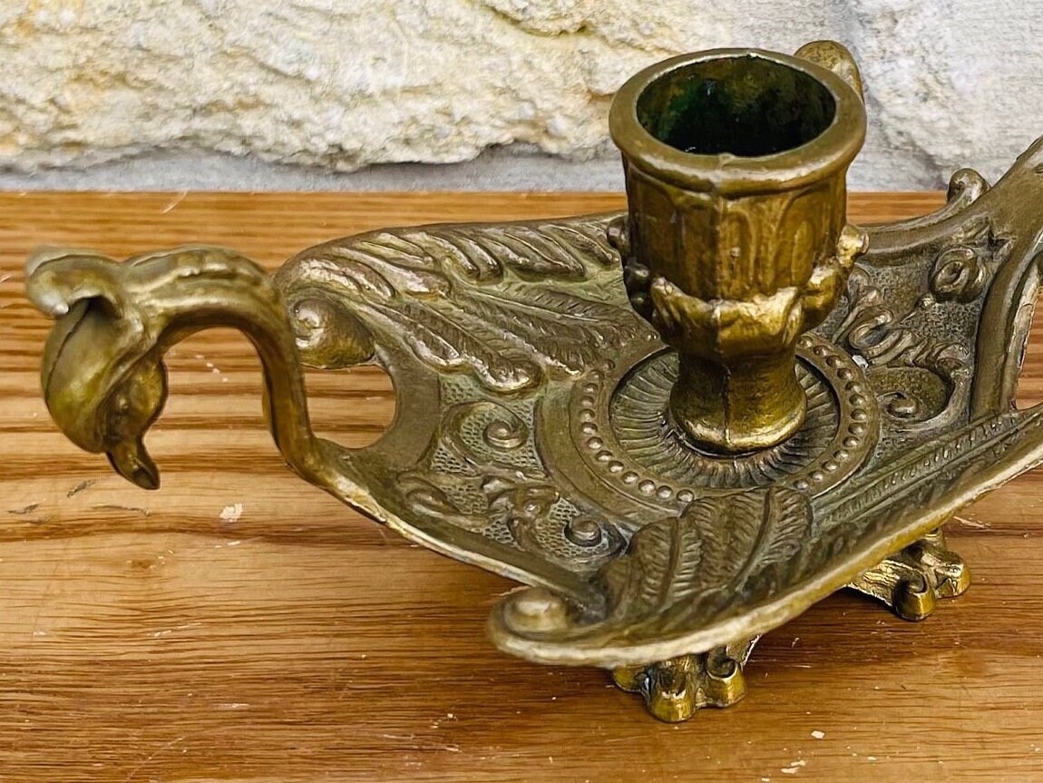 Vintage Art Deco Brass Candle Holder Mythical Immortal Phoenix Bird ...