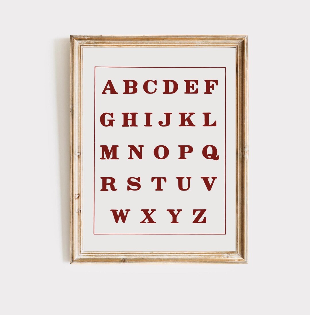 Vintage Alphabet Poster Print, Kids Room ABC Chart, Nursery Letter ...