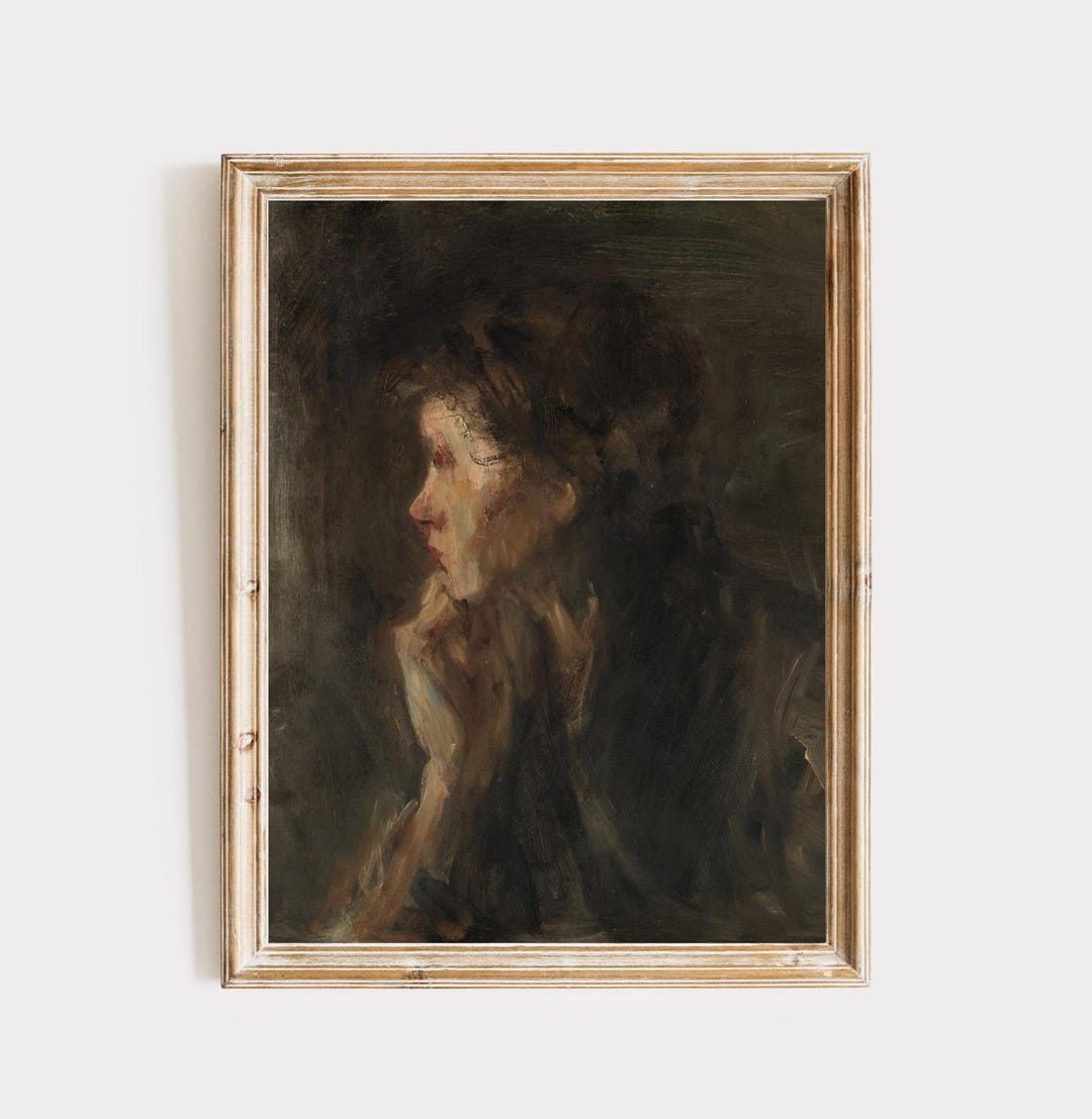 Oil Painting Portrait Print | Woman Art | Moody Fine Art Print | Dark ...