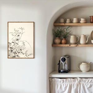Japanese Floral Sketch Art Print | Minimalist Botanical Drawing ...