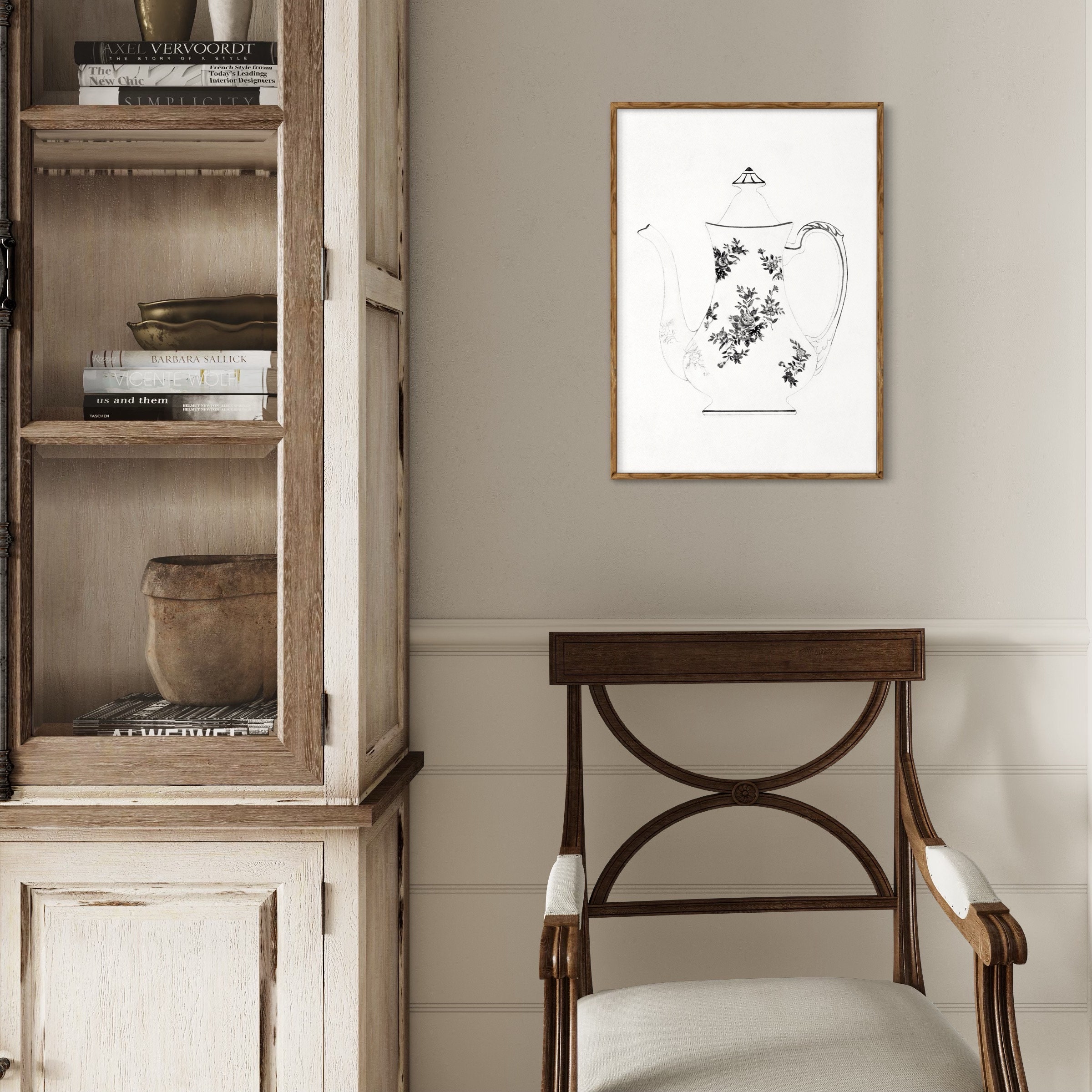 Tea Pot Art Vintage Instant Download Kitchen Decor Tea Lover Gift ...