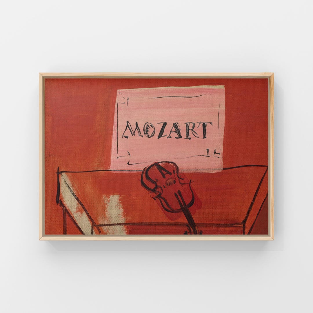 Mozart Violin Painting | Red Abstract Music Art Print | Digital ...