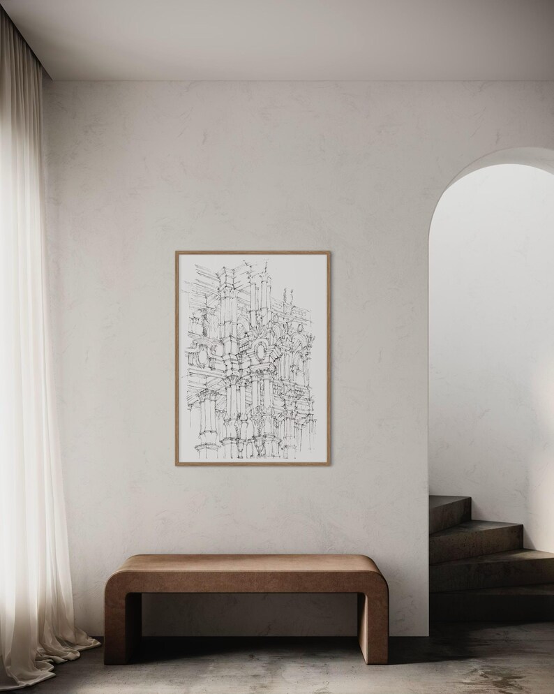 Architectural Sketch Print | Classical Architecture Art | Downloadable ...
