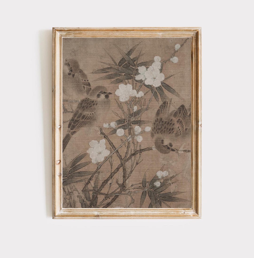 Japanese Bird Print | Antique Bird Art | Floral Painting | Vintage ...