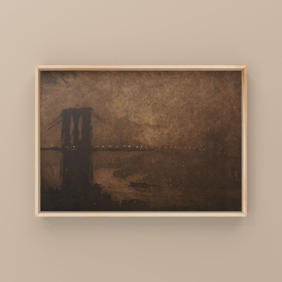 Brooklyn Bridge Abstract Print | Moody NYC Cityscape | Digital Download ...