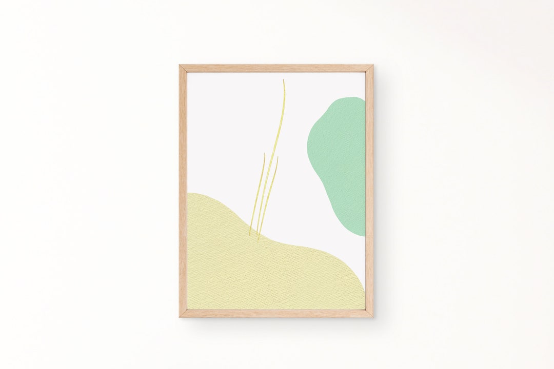 Mid Century Modern Abstract Green and Tan Art Modern Abstract - Etsy