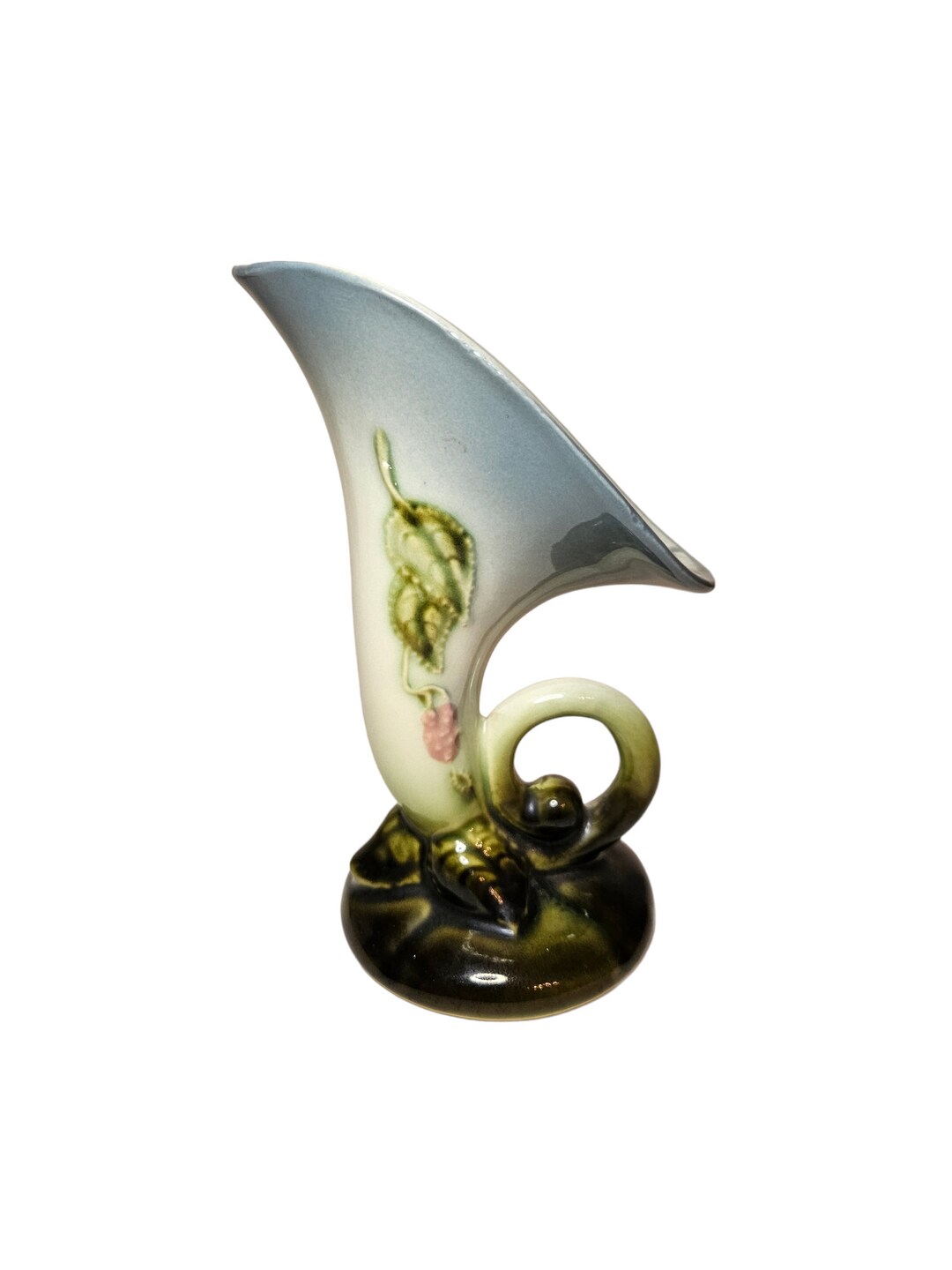 Hull Ceramic Pottery Green Cornucopia Vase 1940s Marked W2 5 - Etsy