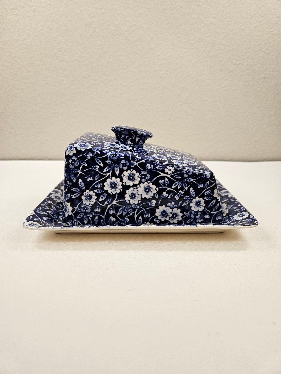 Royal Crownford Staffordshire Cheese Butter Keeper Calico Blue S883 - Etsy