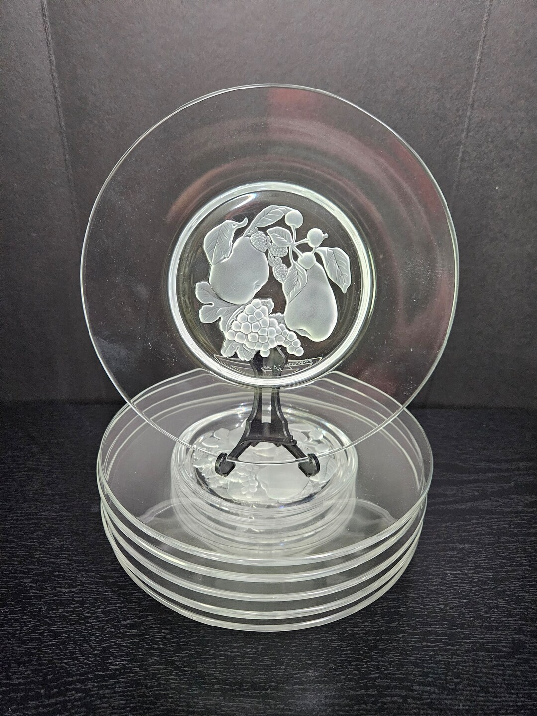 Val St Lambert Brussels Intaglio Set of 6 Salad Plates 7 7/8" Signed - Etsy