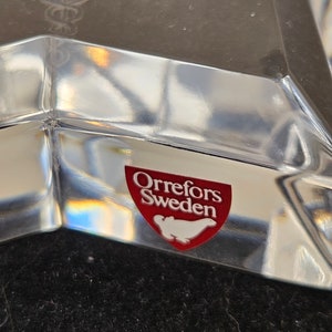 Orrefors Caduceus Etched Crystal Star Paperweight Signed in Original ...