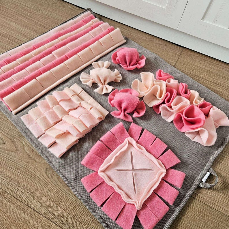 Interactive Cat Toy, Pink Snuffle Cat Mat 50x70 Cm, Puzzle Cat Treat ...