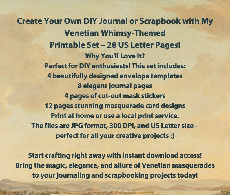Venetian Whimsy US Letter Printable 28 Pages 300 Dpi (instant Download ...
