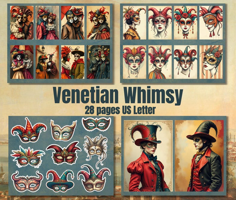 Venetian Whimsy US Letter Printable 28 Pages 300 Dpi (instant Download ...